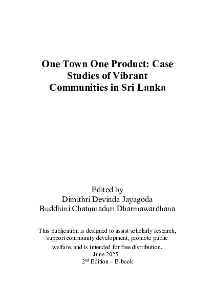 (PDF) One Town One Product: Case Studies of Vibrant Communities in Sri ...