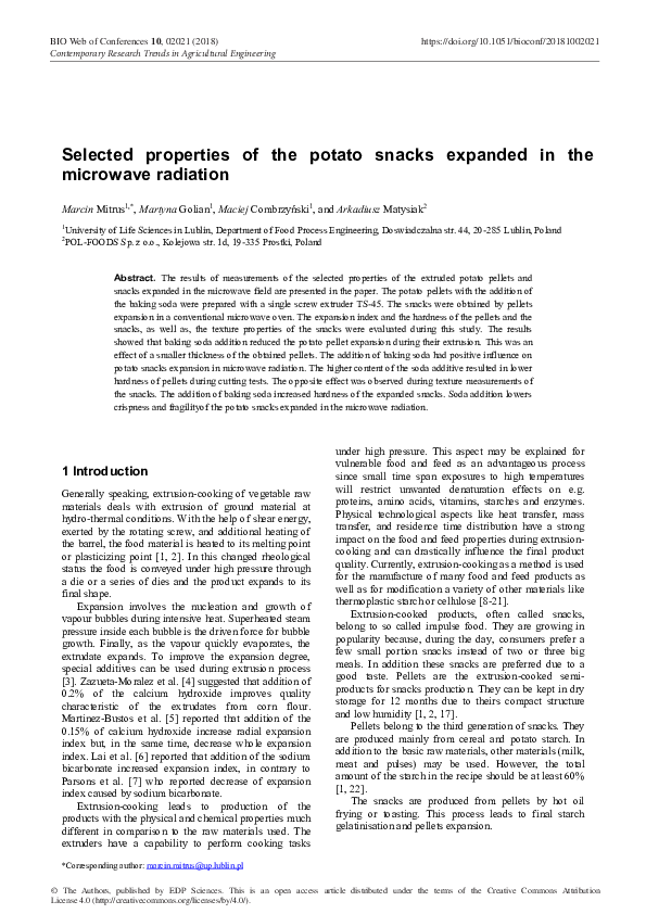 (PDF) Selected properties of the potato snacks expanded in the ...