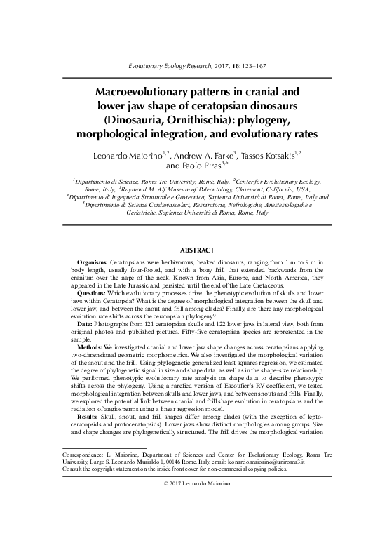 (PDF) Macroevolutionary patterns in cranial and lower jaw shape of ...