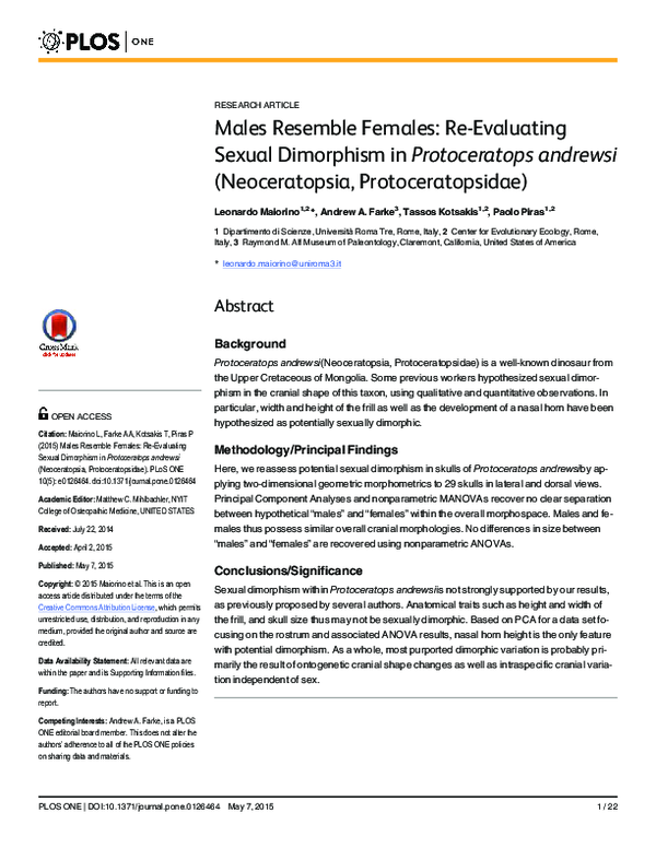 (PDF) Males Resemble Females: Re-Evaluating Sexual Dimorphism in ...