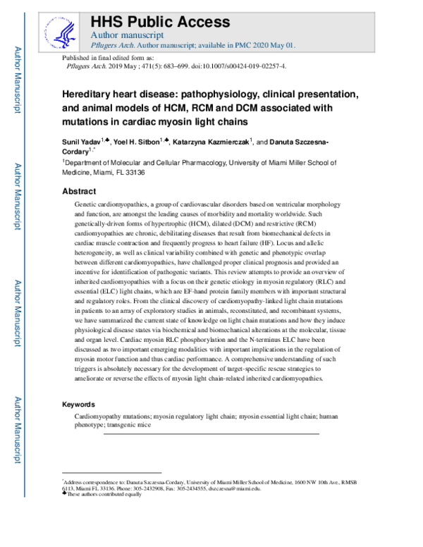 (PDF) Hereditary heart disease: pathophysiology, clinical presentation ...