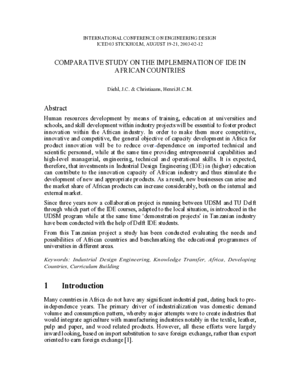 (PDF) Comparative study on the implementation of IDE in African Countries