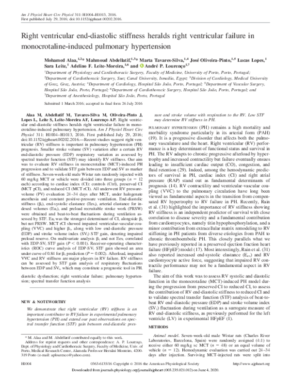 (PDF) Right ventricular end-diastolic stiffness heralds right ...