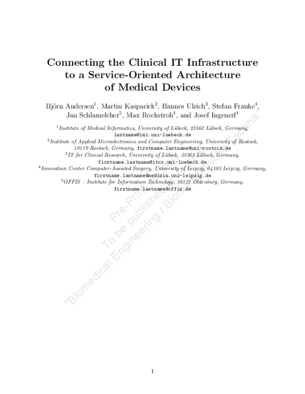 (PDF) Connecting the clinical IT infrastructure to a service-oriented ...