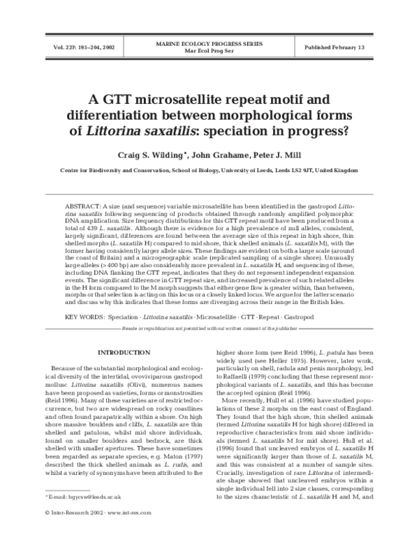 (PDF) A GTT microsatellite repeat motif and differentiation between ...