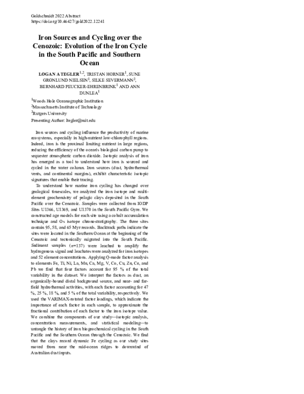 (PDF) Iron Sources and Cycling over the Cenozoic: Evolution of the Iron ...