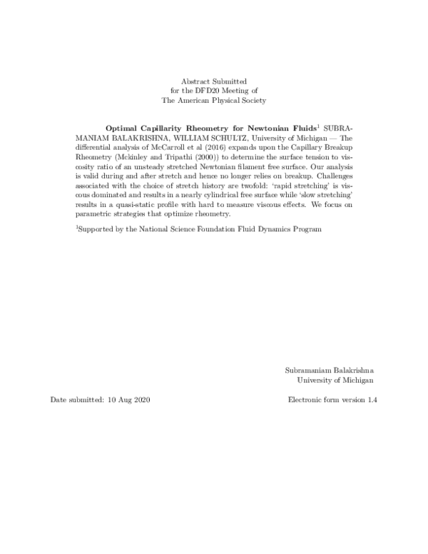 (PDF) Optimal Capillarity Rheometry for Newtonian Fluids