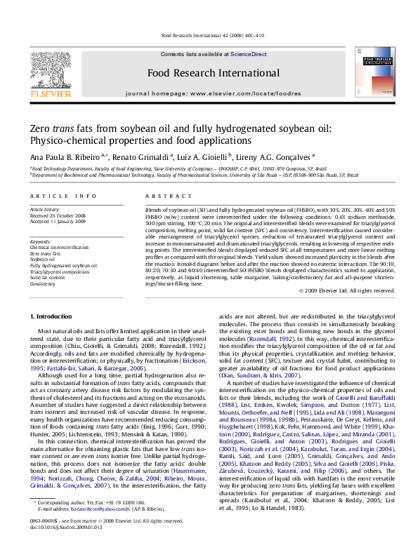 (PDF) Zero trans fats from soybean oil and fully hydrogenated soybean ...