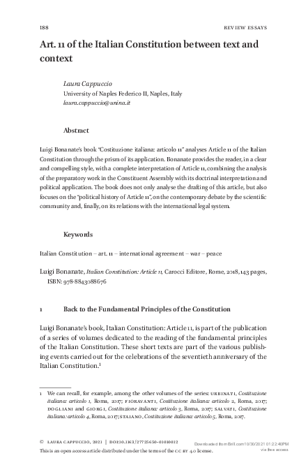 (PDF) Art. 11 of the Italian Constitution between text and context