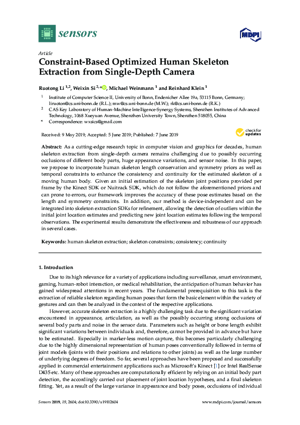 (PDF) Constraint-Based Optimized Human Skeleton Extraction from Single ...