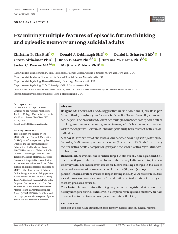 (PDF) Examining multiple features of episodic future thinking and ...