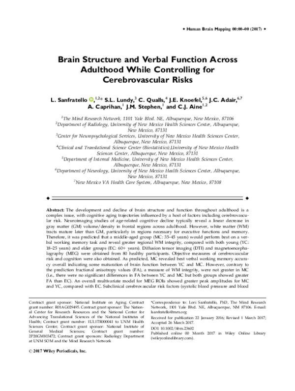 (PDF) Brain structure and verbal function across adulthood while controlling for cerebrovascular ...