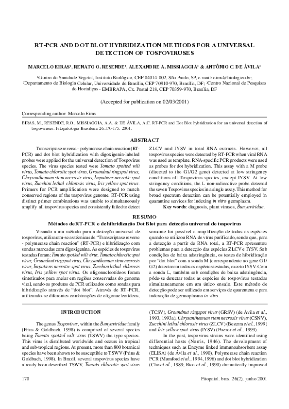(PDF) RT-PCR and Dot Blot hybridization methods for a universal ...