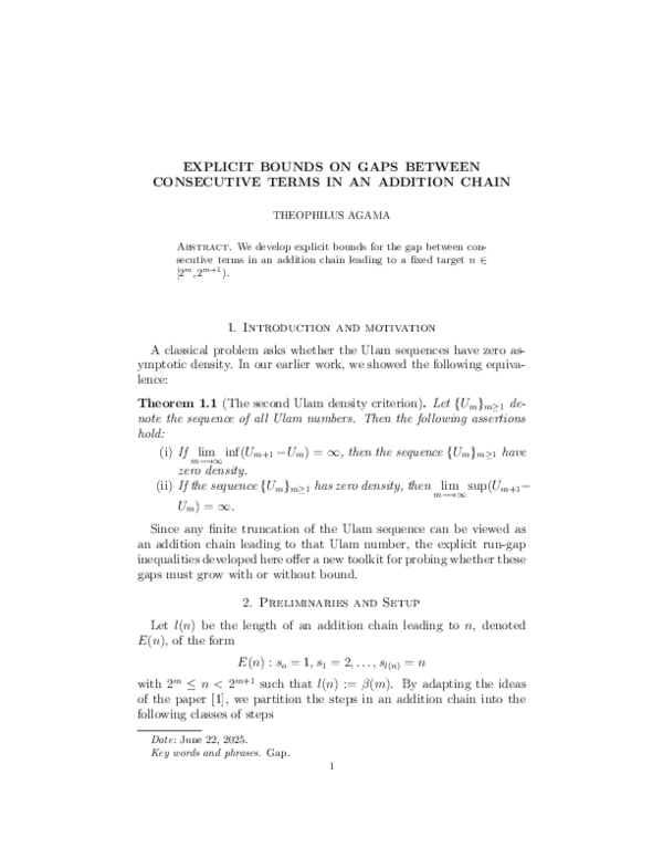 (PDF) EXPLICIT BOUNDS ON GAPS BETWEEN CONSECUTIVE TERMS IN AN ADDITION ...