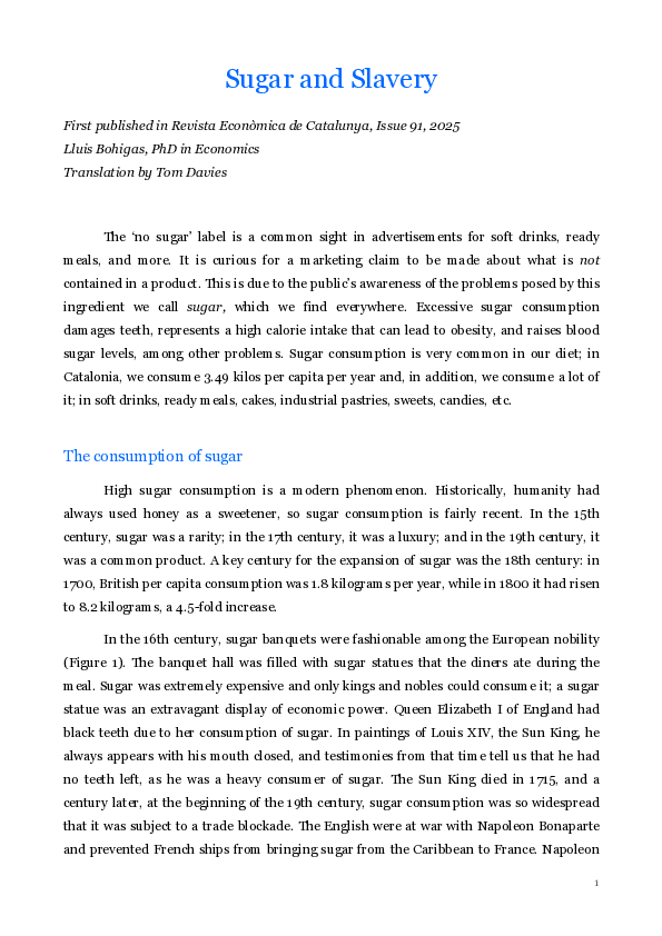 (PDF) Sugar and slavery