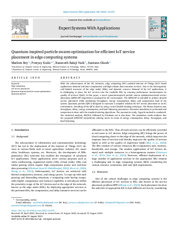 (PDF) Quantum-inspired particle swarm optimization for efficient IoT ...