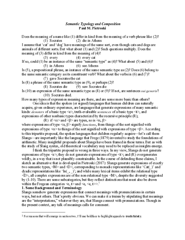 (PDF) Semantic Typology and Composition