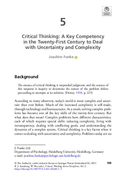 (PDF) Critical Thinking: A Key Competency in the Twenty-First Century to Deal with Uncertainty ...