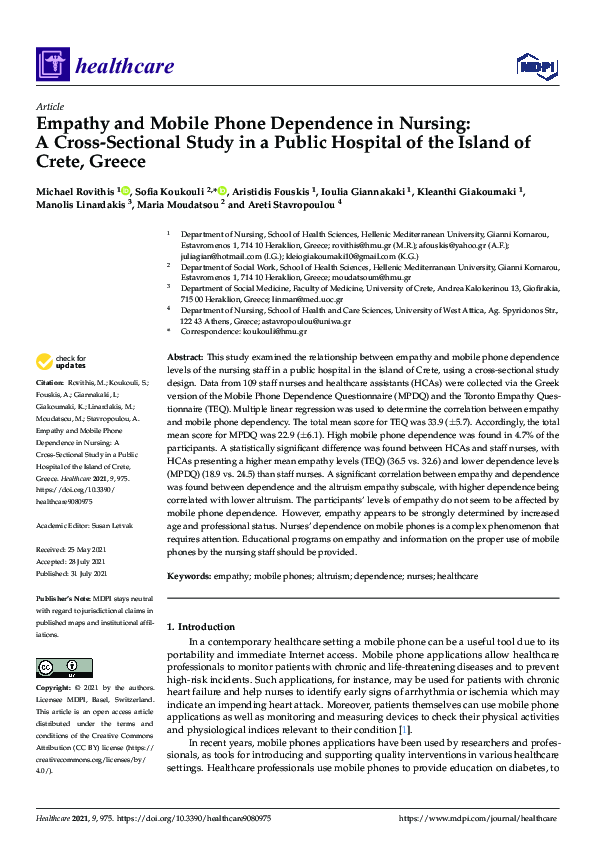 (PDF) Empathy and Mobile Phone Dependence in Nursing: A Cross-Sectional ...