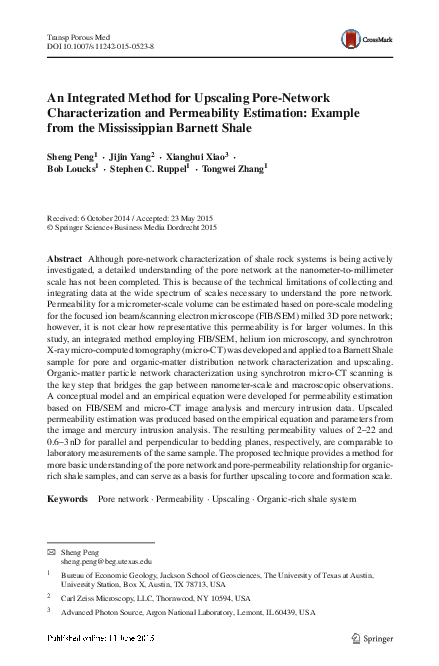 (PDF) An Integrated Method for Upscaling Pore-Network Characterization ...