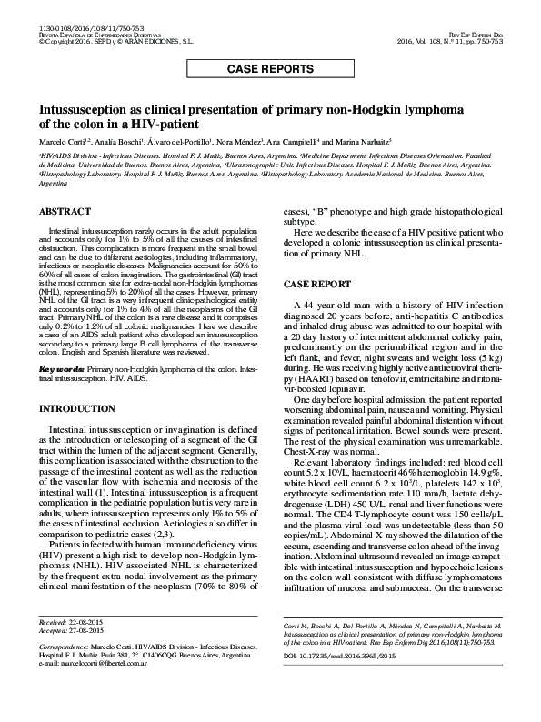 (PDF) Intussusception as clinical presentation of primary non-Hodgkin ...
