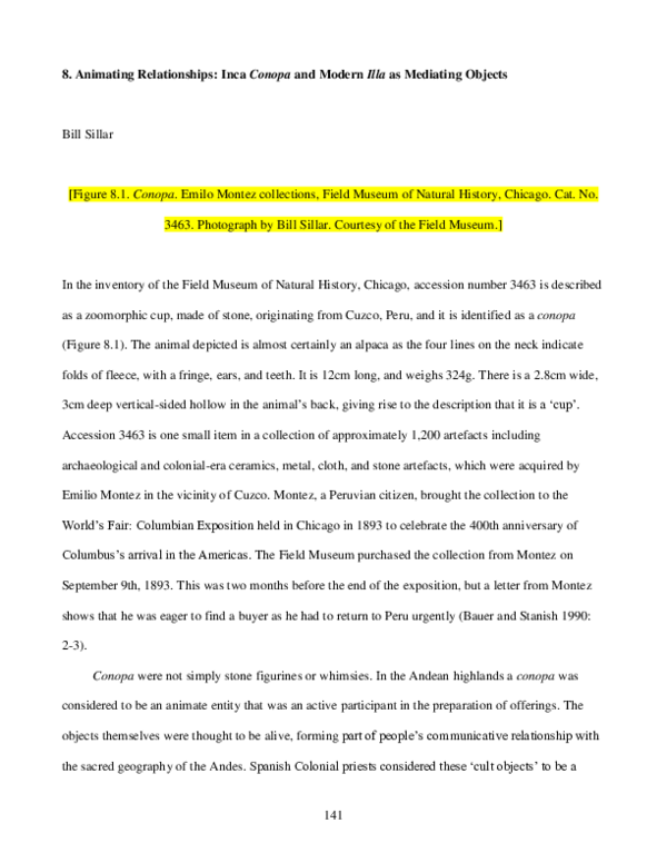 (PDF) Animating relationships: Inca conopa and modern illa as mediating ...