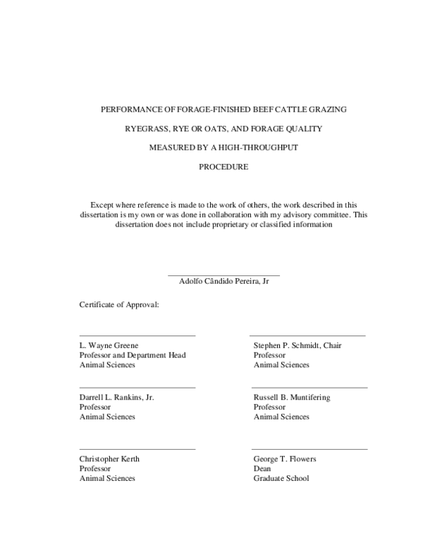 (PDF) Performance of forage-finished beef cattle grazing ryegrass, rye ...