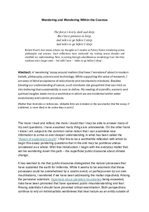 (PDF) Wandering and Wondering Within the Cosmos