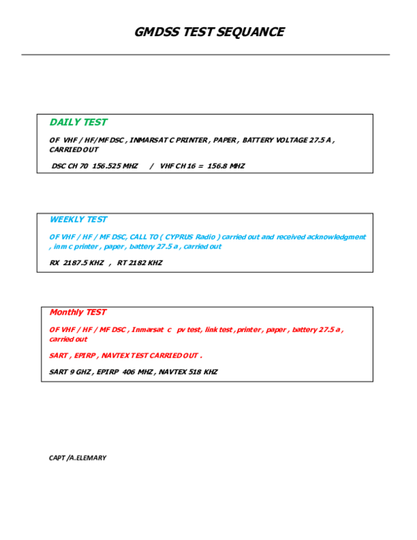 (PDF) GMDSS TEST SEQUANCE Record Book