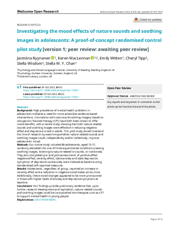 (PDF) Investigating the mood effects of nature sounds and soothing ...