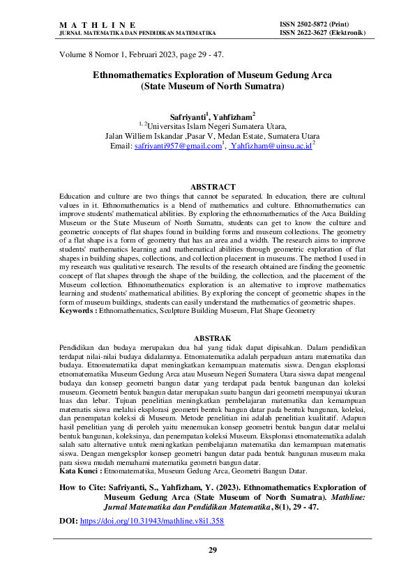 (PDF) Ethnomathematics Exploration of Museum Gedung Arca (State Museum ...