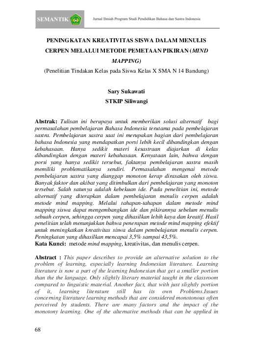 (PDF) Peningkatan Kreativitas Siswa Dalam Menulis Cerpen Melalui Metode ...