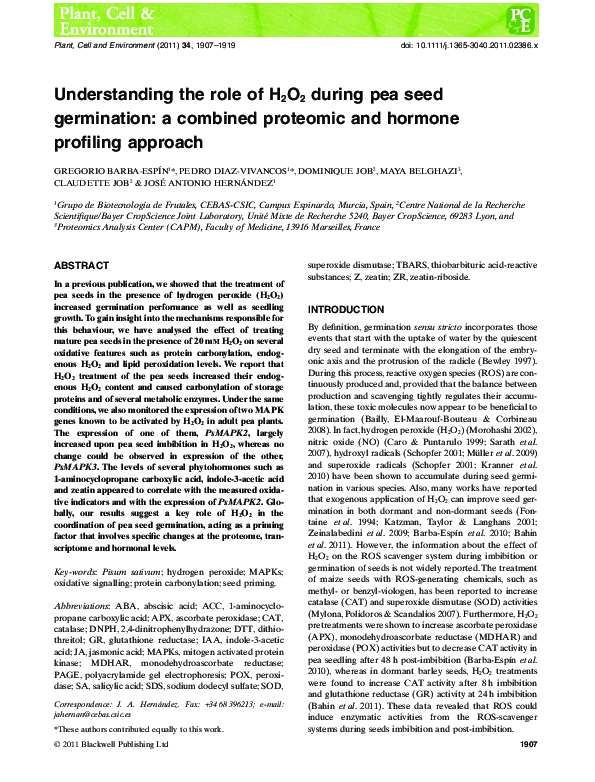 (PDF) Understanding the role of H2O2 during pea seed germination: a ...