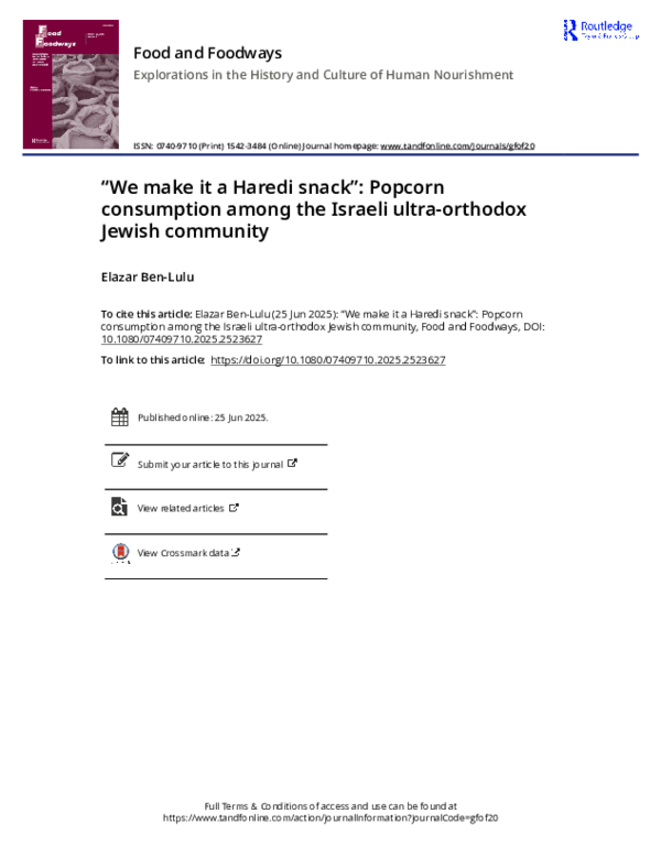 (PDF) "We make it a Haredi snack": Popcorn consumption among the ...