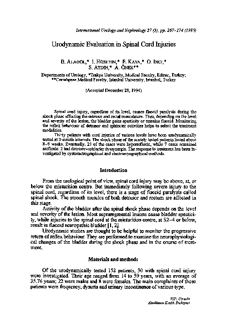 (PDF) Urodynamic evaluation in spinal cord injuries