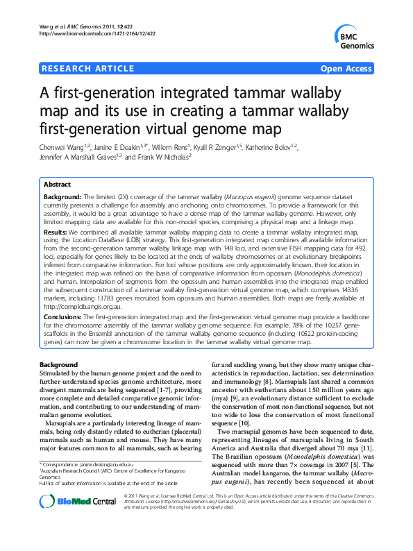 (PDF) A first-generation integrated tammar wallaby map and its use in ...