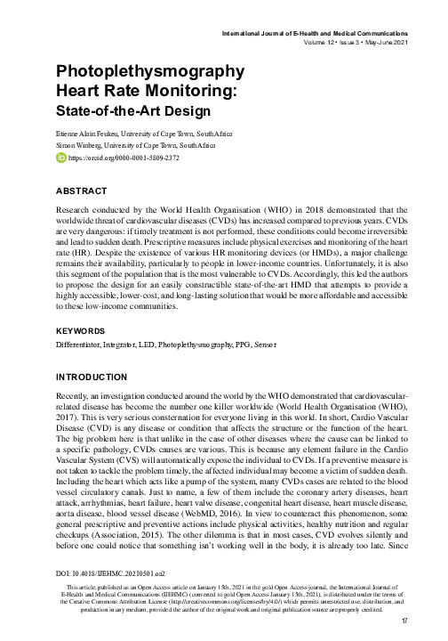 (PDF) Photoplethysmography Heart Rate Monitoring