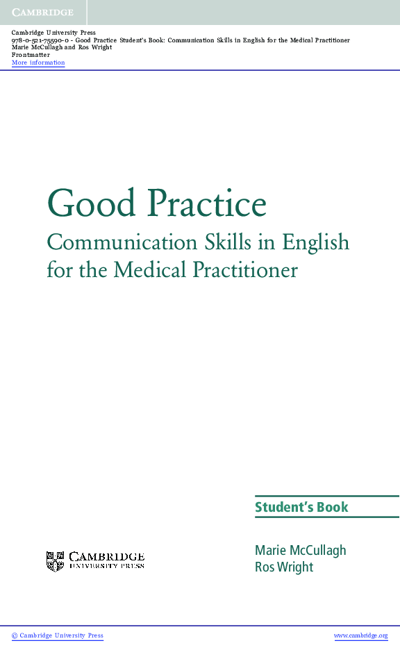 (PDF) Good practice: communication skills in English for the medical ...