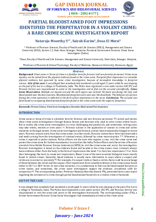 (PDF) PARTIAL BLOODSTAINED FOOT IMPRESSIONS IDENTIFIED THE PERPETRATOR ...