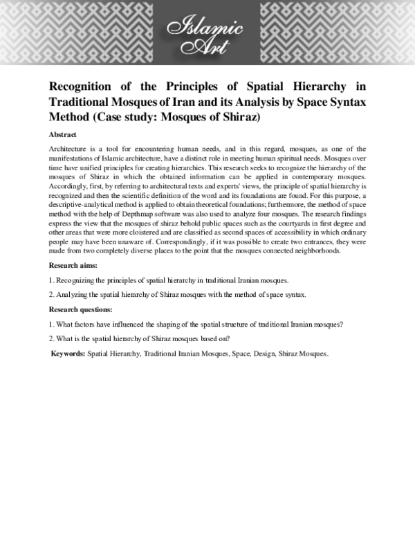 (PDF) Recognition of the Principles of Spatial Hierarchy in Traditional ...