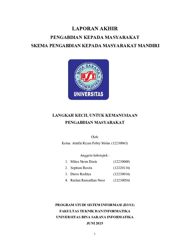 (PDF) LAPORAN AKHIR PENGABDIAN KEPADA MASYARAKAT SKEMA PENGABDIAN KEPADA MASYARAKAT MANDIRI ...