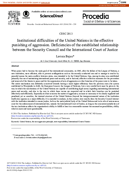 (PDF) Institutional Difficulties of the United Nations in the Effective ...
