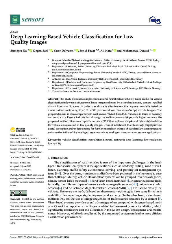 (PDF) Deep Learning-Based Vehicle Classification for Low Quality Images
