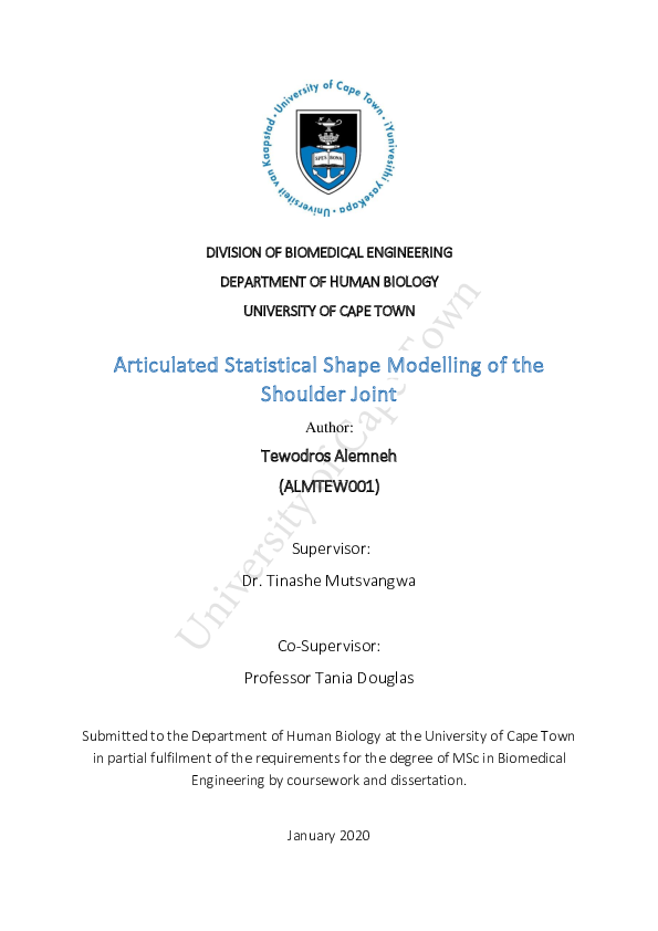 (PDF) Articulated Statistical Shape Modelling of the Shoulder Joint
