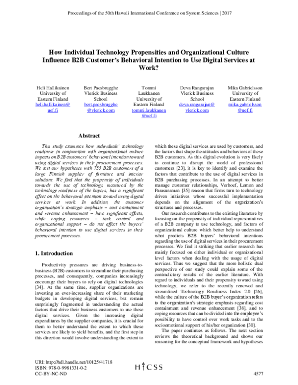 (PDF) How Individual Technology Propensities and Organizational Culture ...
