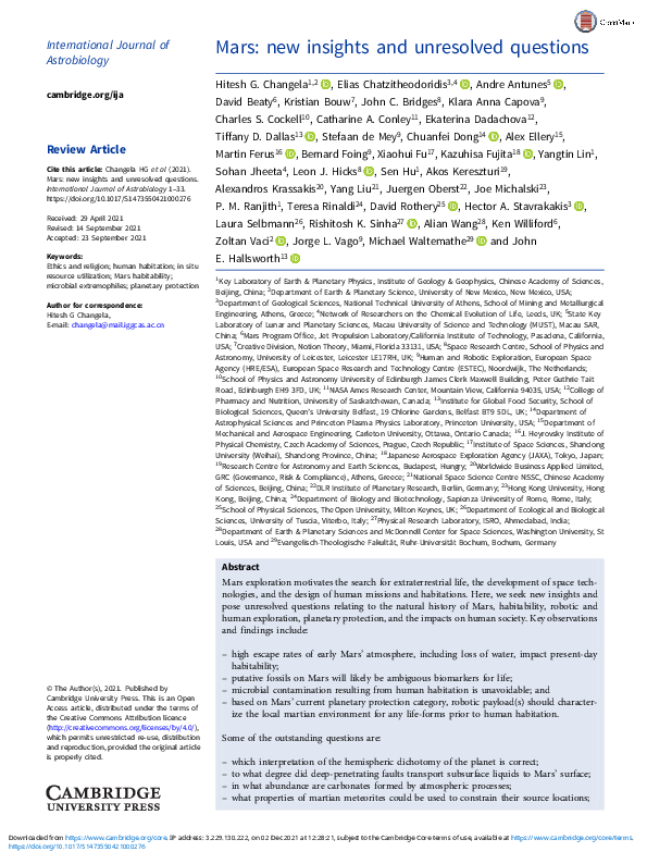 (PDF) Mars: new insights and unresolved questions