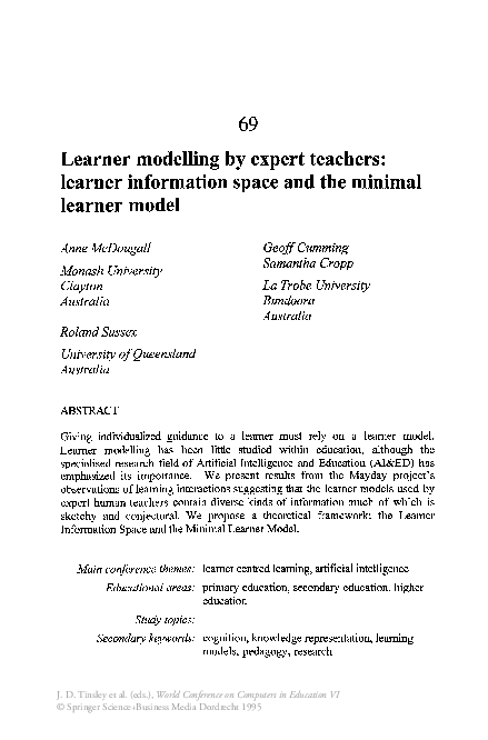 (PDF) Learner modelling by expert teachers: learner information space ...