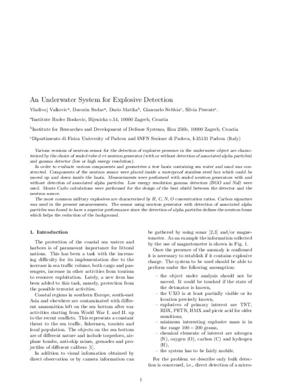 (PDF) An underwater system for explosive detection
