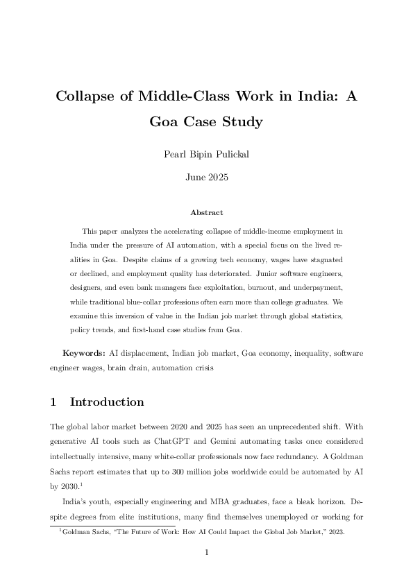 (PDF) Collapse of Middle-Class Work in India: A Goa Case Study