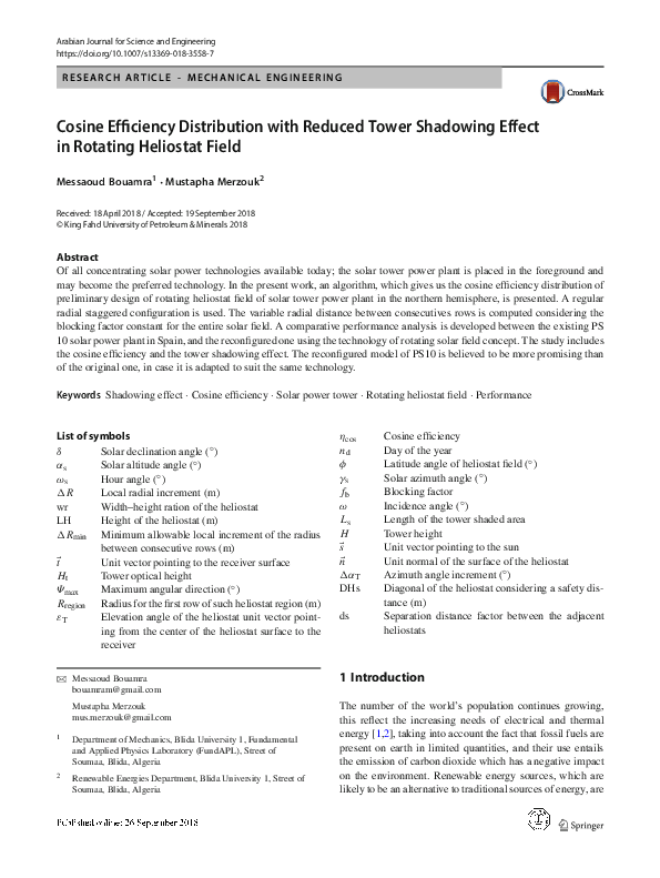 (PDF) Cosine Efficiency Distribution with Reduced Tower Shadowing ...